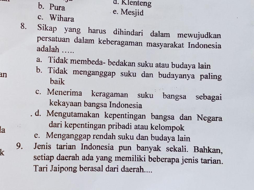 8. Sikap yang harus dihindari dalam | StudyX