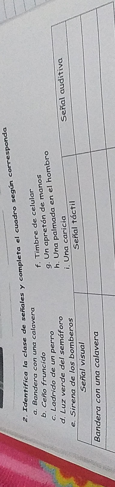 2. Identifica la clase de señales y completa | StudyX