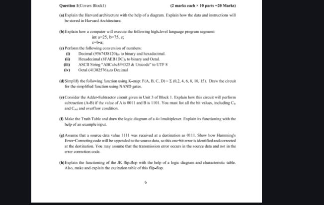 Question 1 (Covers Block1) (a) Explain the | StudyX