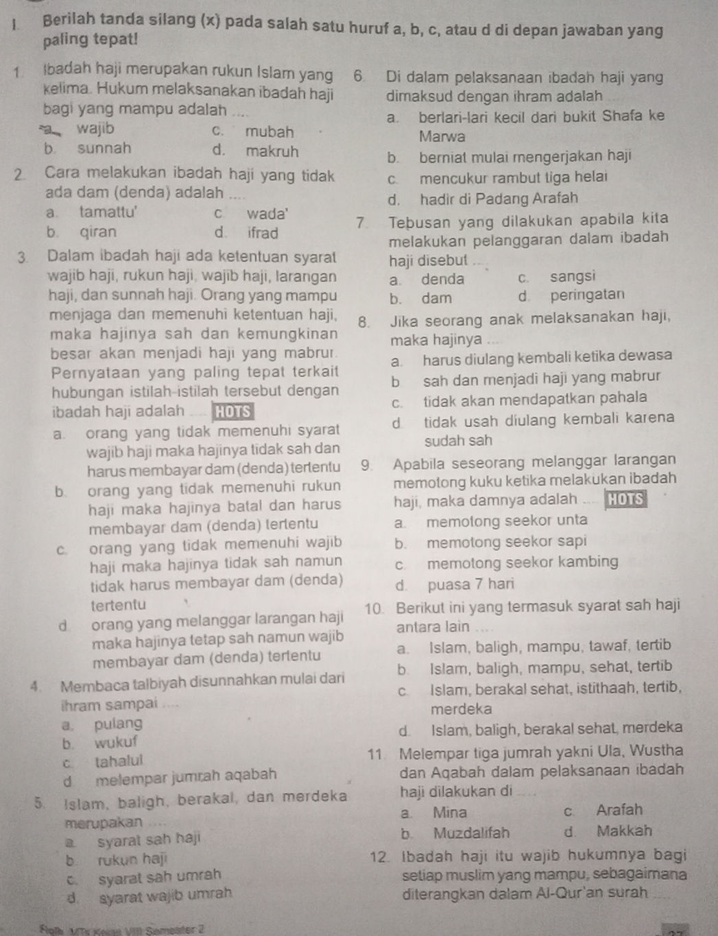 1. Ibadah haji merupakan rukun Islam yang | StudyX