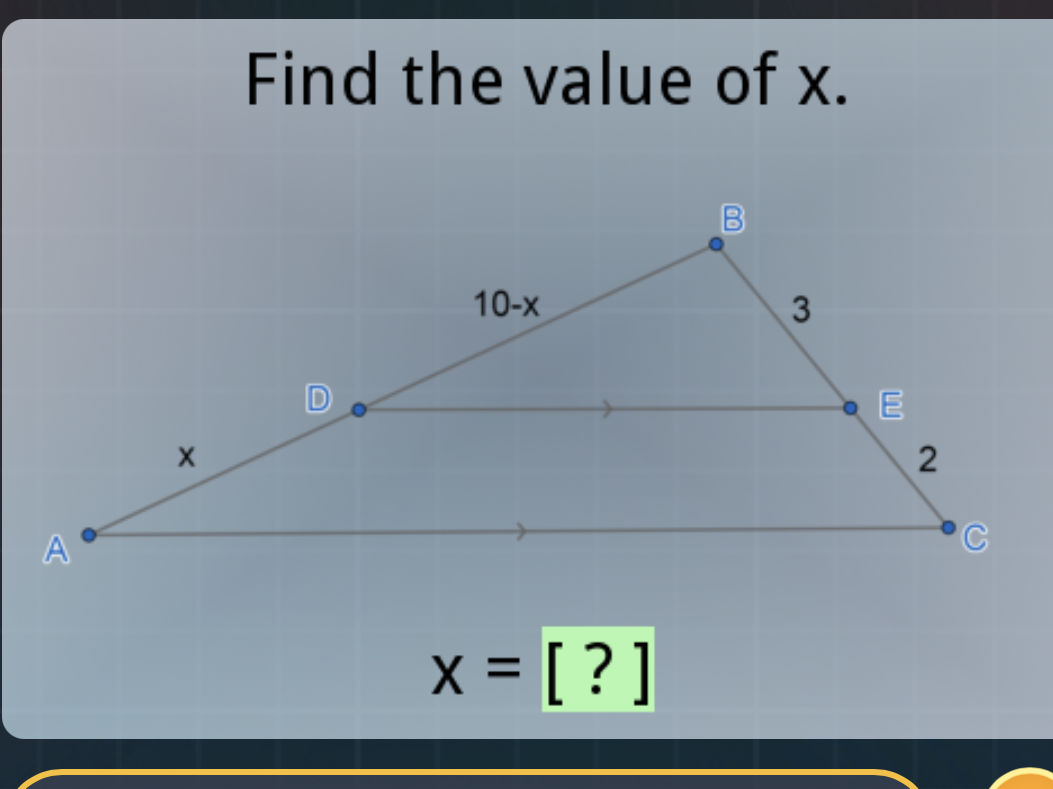 Find the value of x. Given a triangle with | StudyX