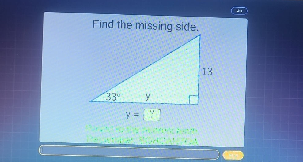 Find the missing side of a right triangle | StudyX