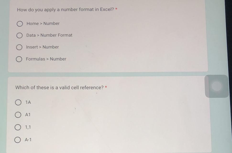 How do you apply a number format in Excel? * | StudyX