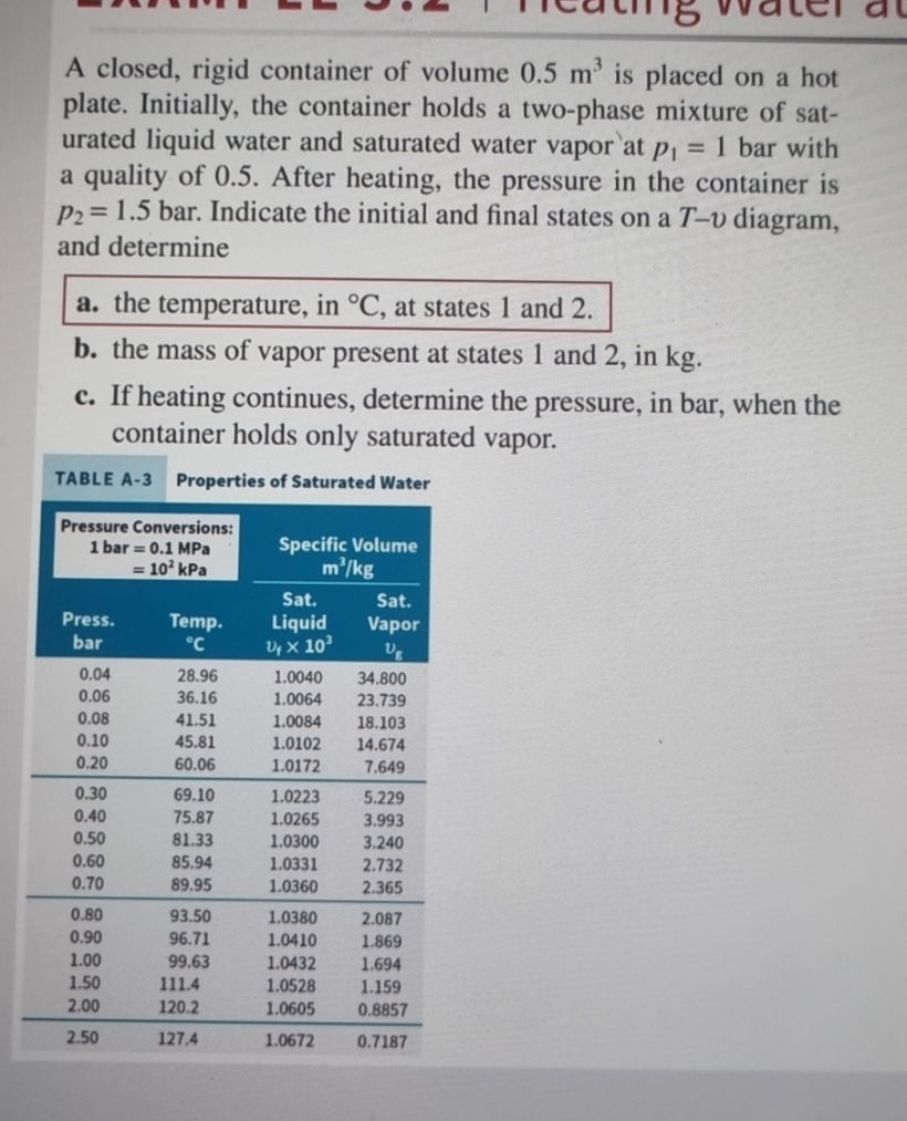 A closed, rigid container of volume 0.5 | StudyX