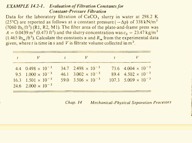 EXAMPLE 14.2-1. Evaluation of Filtration | StudyX