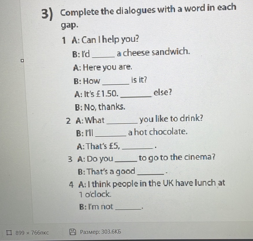 3) Complete the dialogues with a word in | StudyX