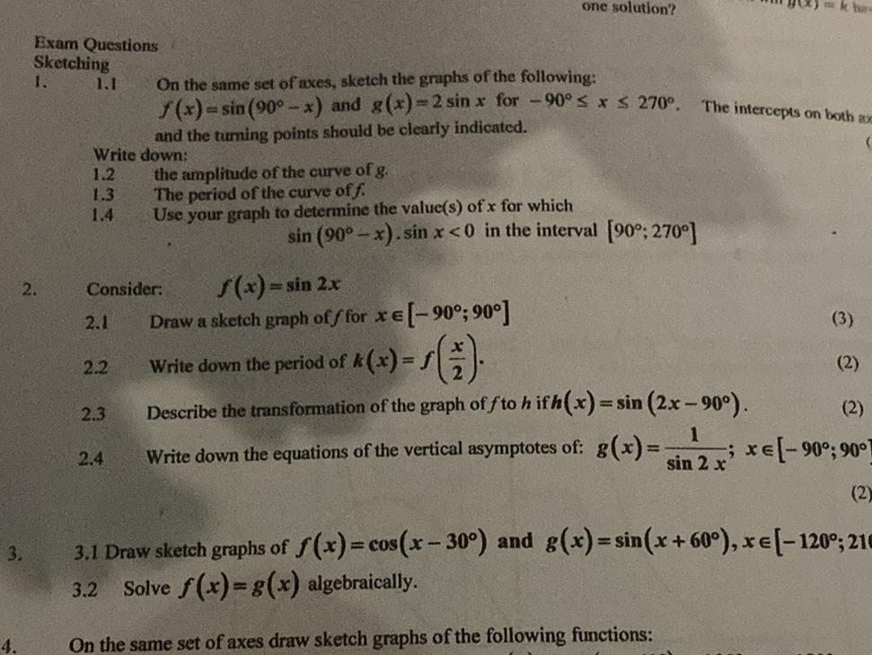 1. 1.1 On the same set of axes, sketch the | StudyX