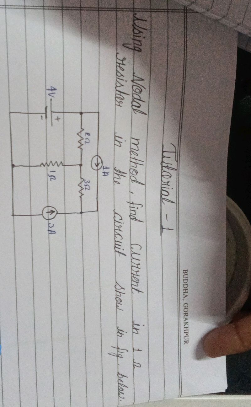 Using Nodal method, find current in 1 $ $ | StudyX