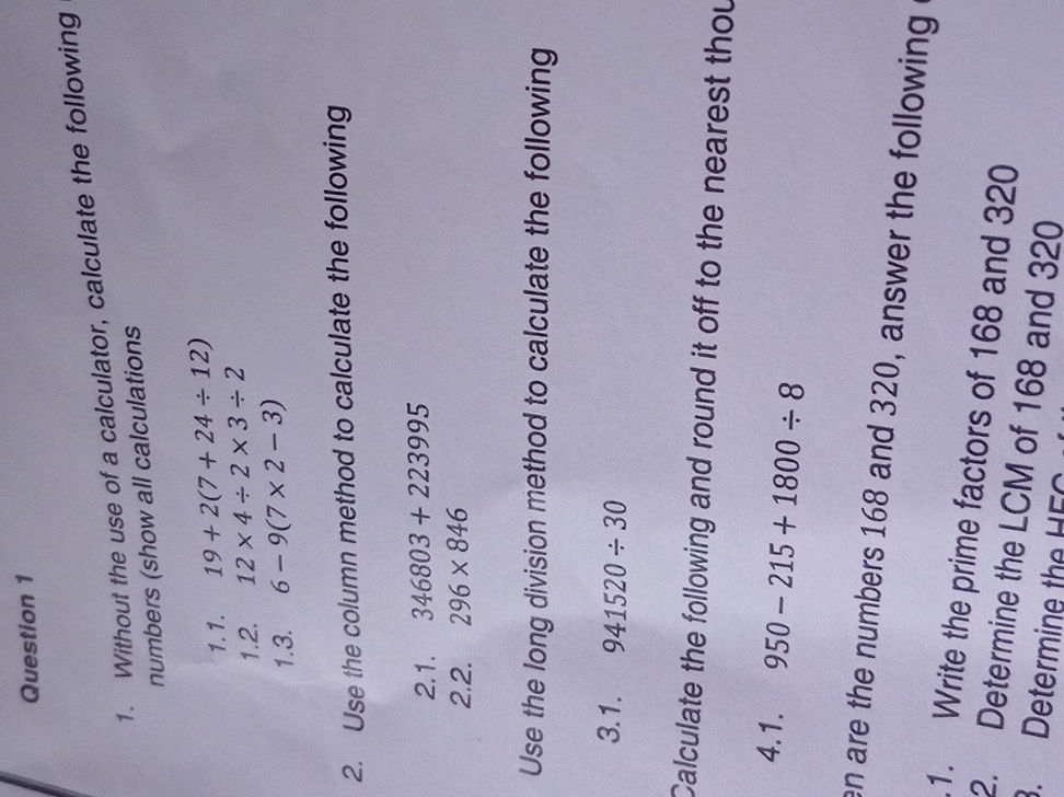 1. Without the use of a calculator, | StudyX