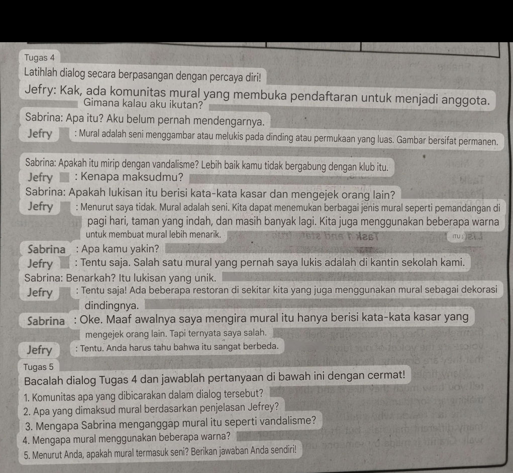 Bacalah dialog Tugas 4 dan jawablah | StudyX