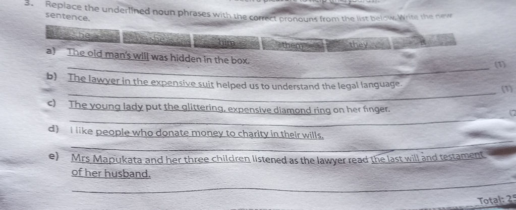 3. Replace the underlined noun phrases with | StudyX