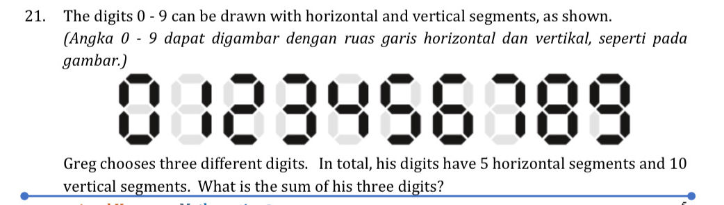 The digits 0 - 9 can be drawn with | StudyX