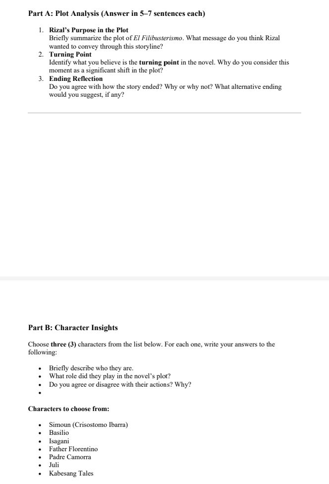 Part A: Plot Analysis (Answer in 5-7 | StudyX