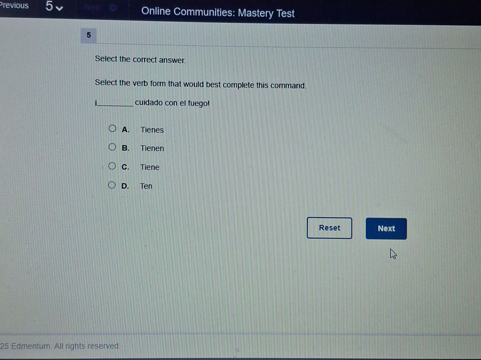 Select the correct answer. Select the verb | StudyX