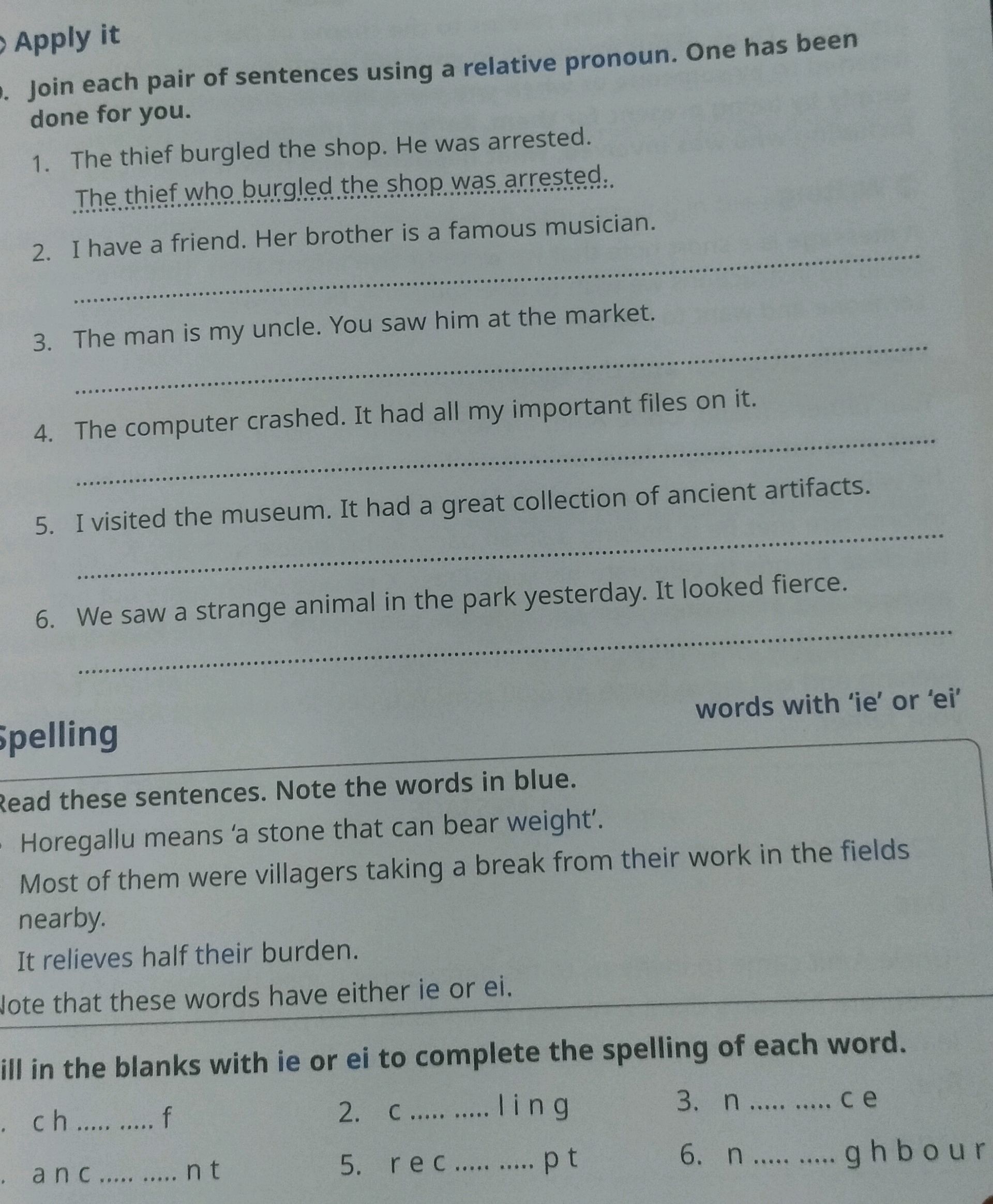 Join each pair of sentences using a relative | StudyX