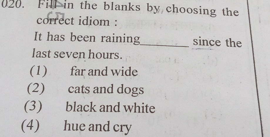 020. Fill in the blanks by choosing the | StudyX