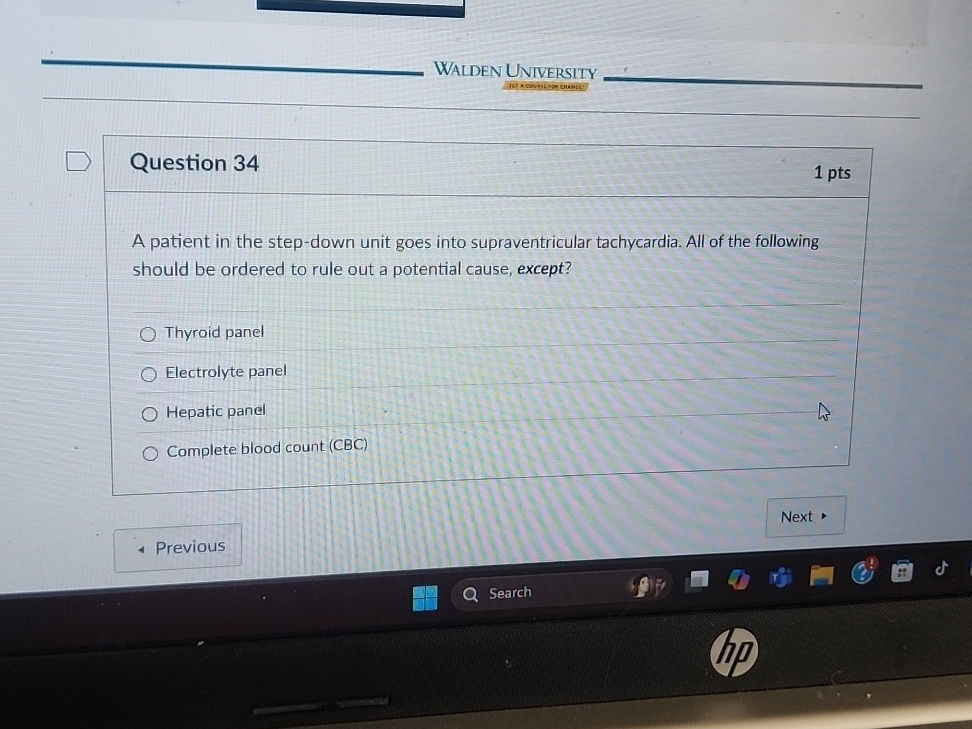 Question 34 A patient in the step-down unit | StudyX