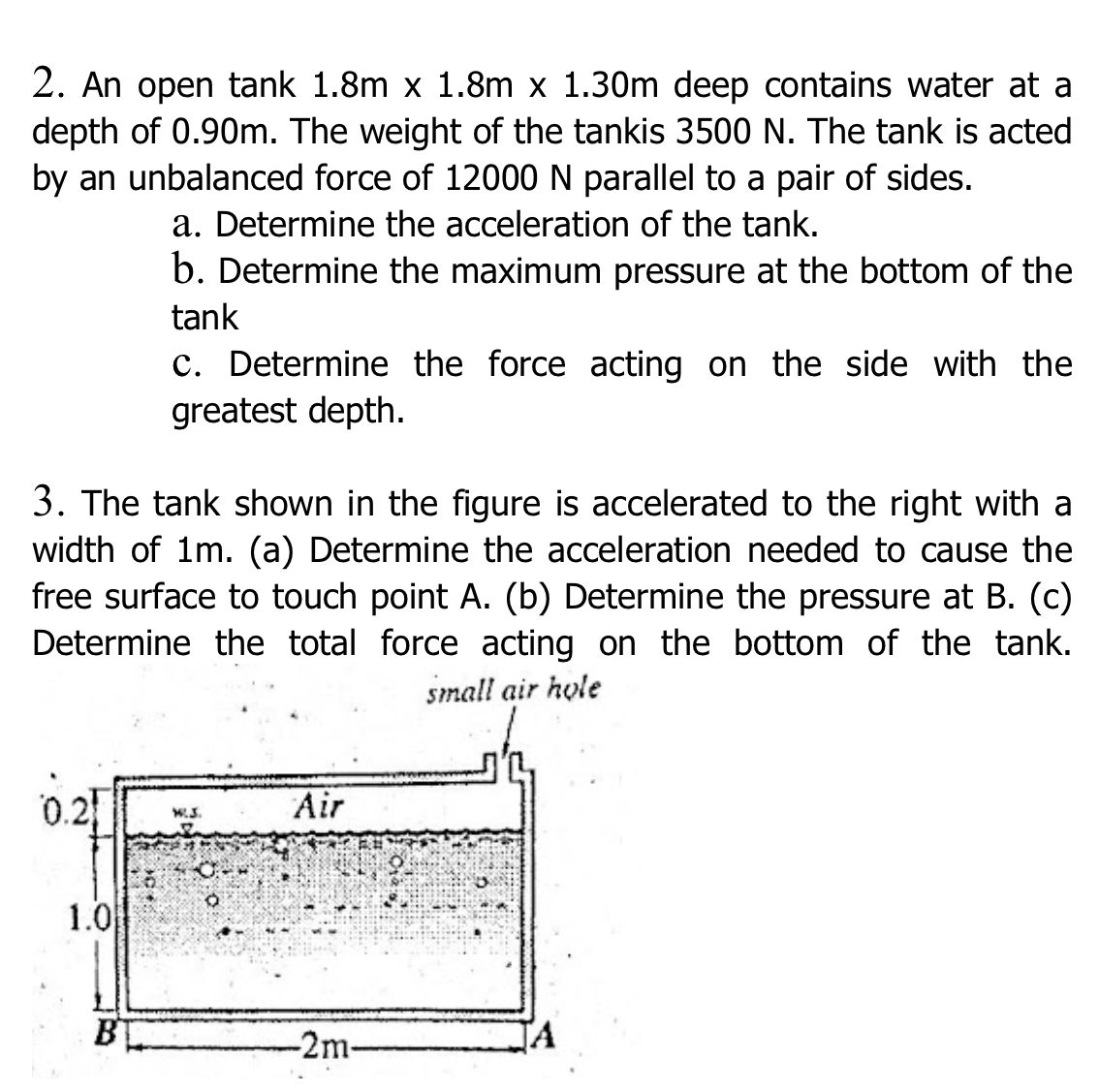 An open tank 1.8m x 1.8m x 1.30m deep