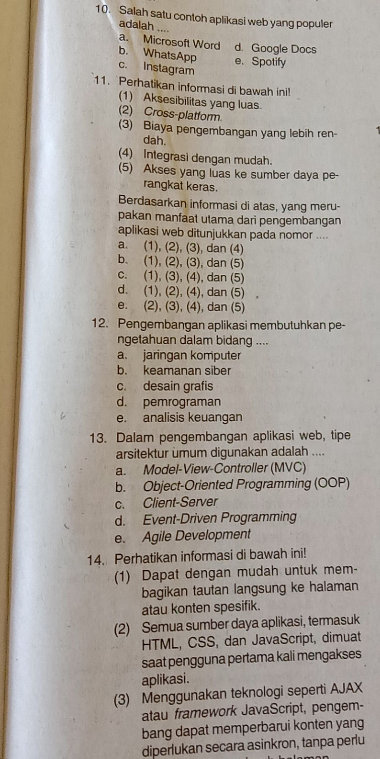 10. Salah satu contoh aplikasi web yang | StudyX