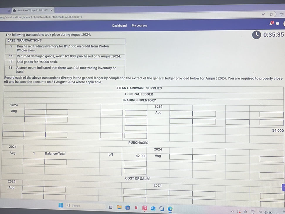 The following transactions took place during | StudyX