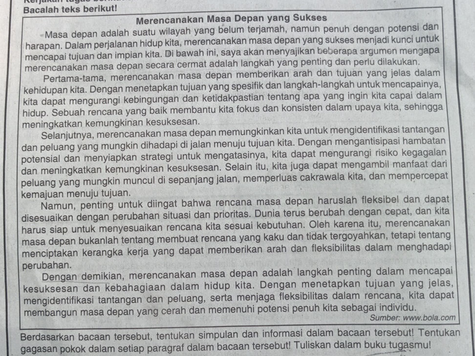 Berdasarkan bacaan tersebut, tentukan | StudyX