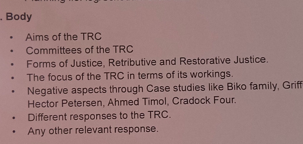 Aims of the TRC Committees of the TRC Forms | StudyX