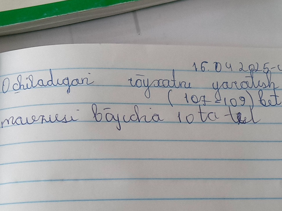 Ochiladigan royxatni yaratish (107-109) bet | StudyX