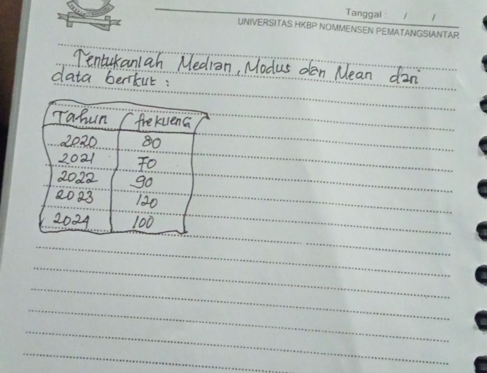 Tentukanlah Median, Modus dan Mean dari data | StudyX