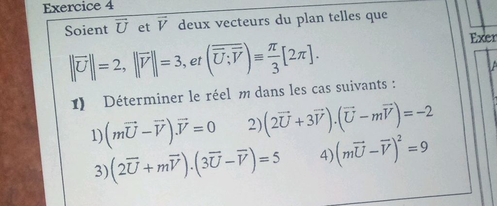 Soient ${U}$ et ${V}$ deux vecteurs du plan | StudyX