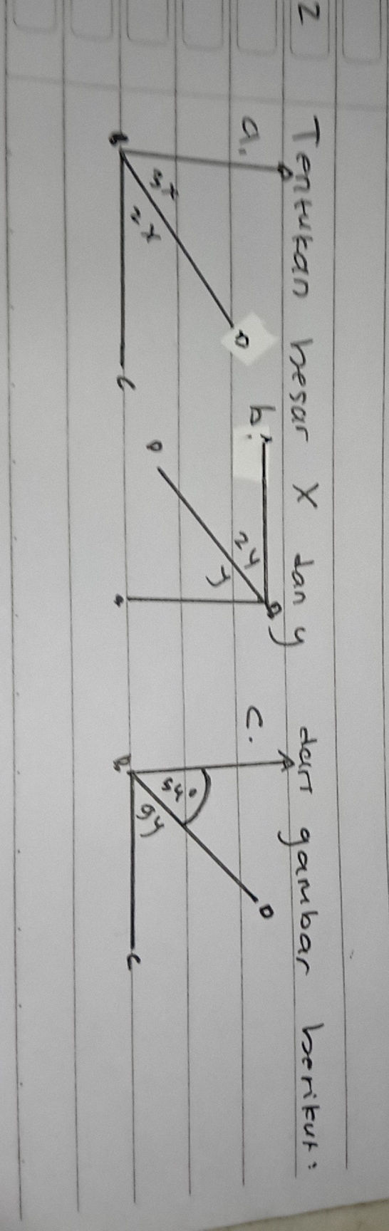 Tentukan besar X dan y dari gambar berikut: | StudyX