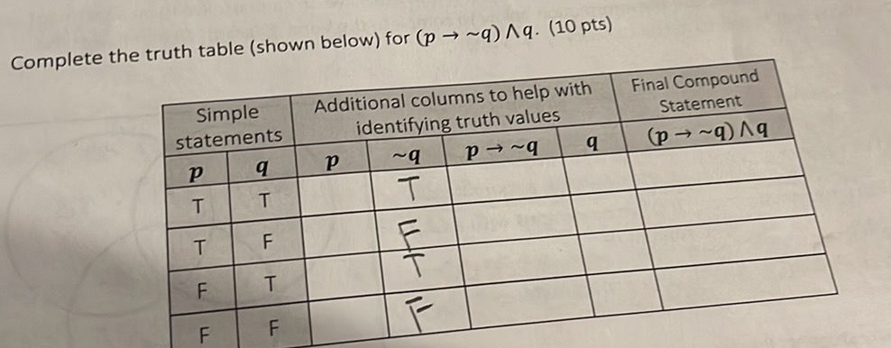 Complete the truth table (shown below) for | StudyX