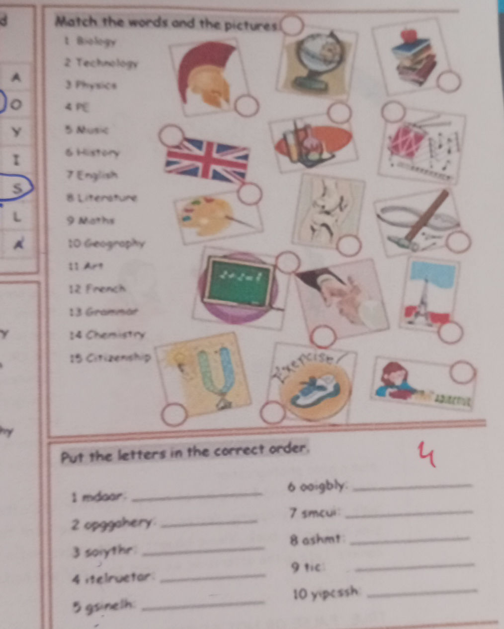 Match the words and the pictures. 1 Biology | StudyX