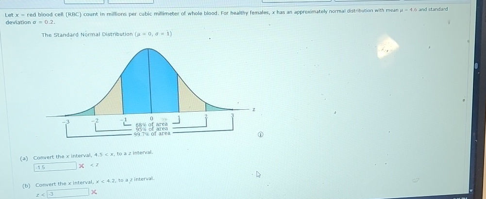 Let x = red blood cell (RBC) count in | StudyX