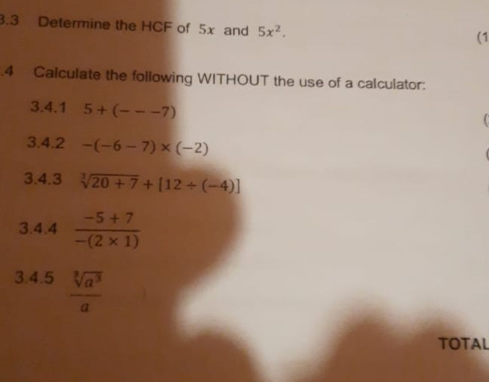 3.3 Determine the HCF of $5x$ and $5x^2$. | StudyX