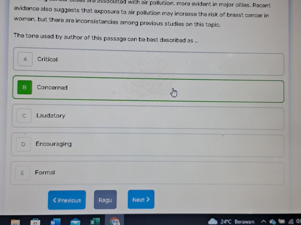 The tone used by author of this passage can | StudyX