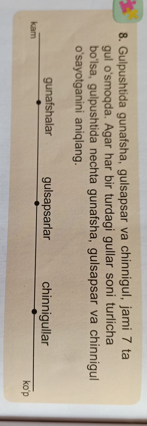 8. Gulpushtida gunafsha, gulsapsar va | StudyX