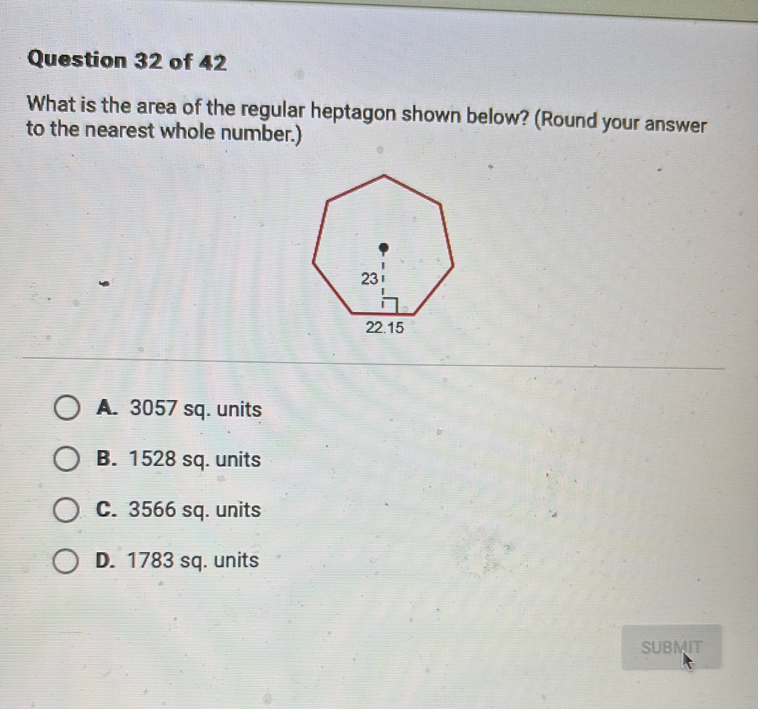 What is the area of the regular heptagon | StudyX