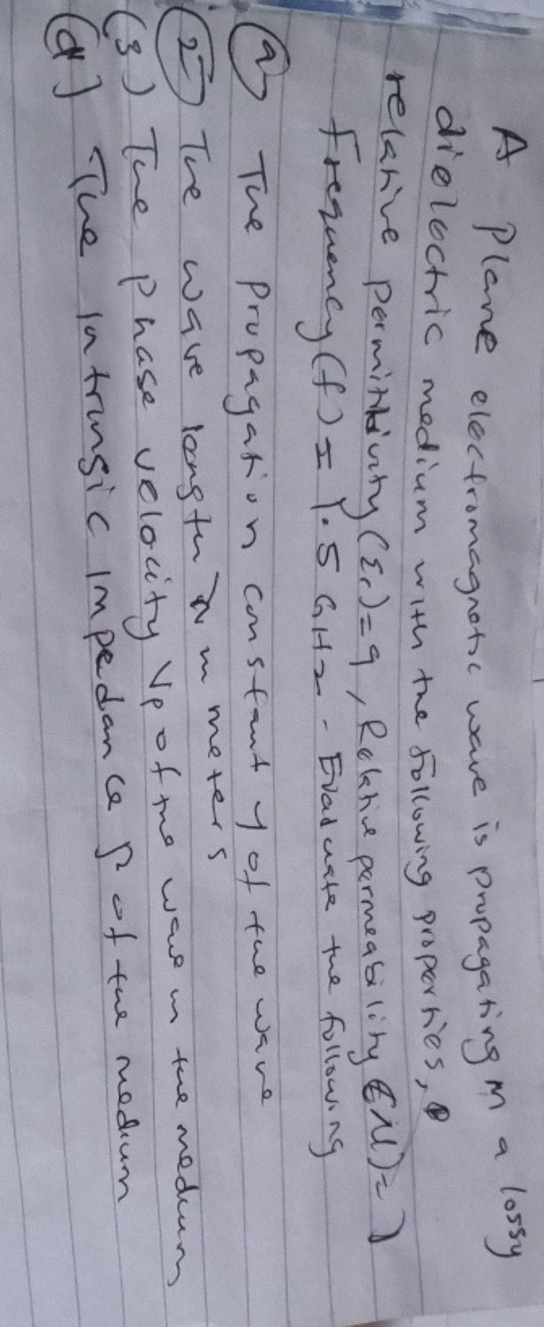 A Plane electromagnetic wave is propagating | StudyX