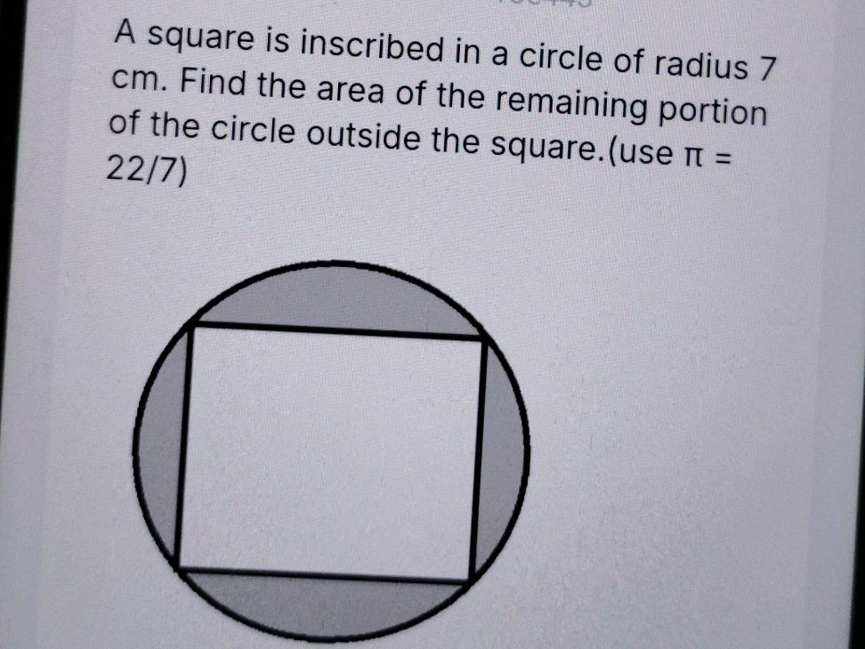 A square is inscribed in a circle of radius | StudyX