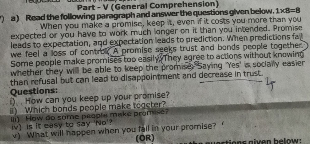 Read the following paragraph and answer the | StudyX