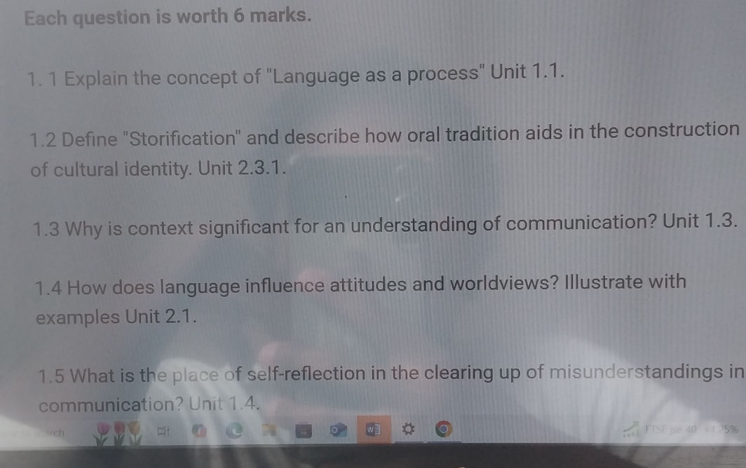 Each question is worth 6 marks. 1.1 Explain | StudyX