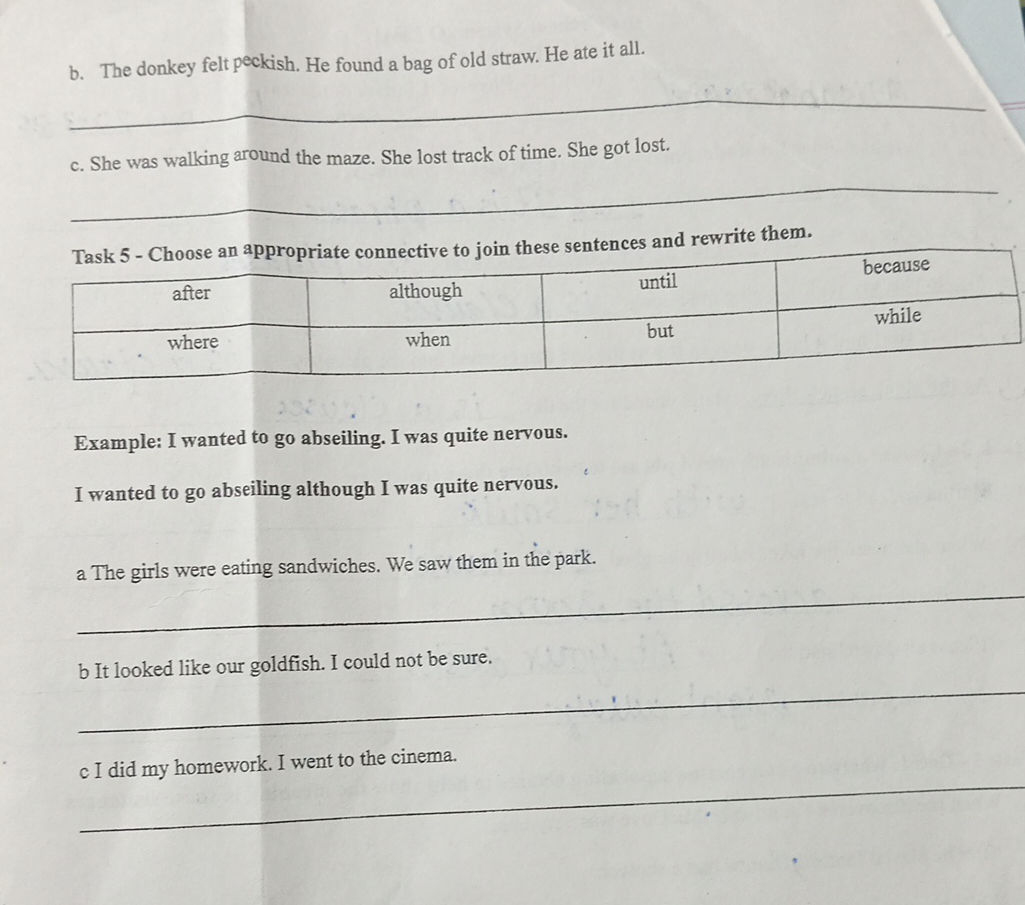 Task 5 - Choose an appropriate connective to | StudyX