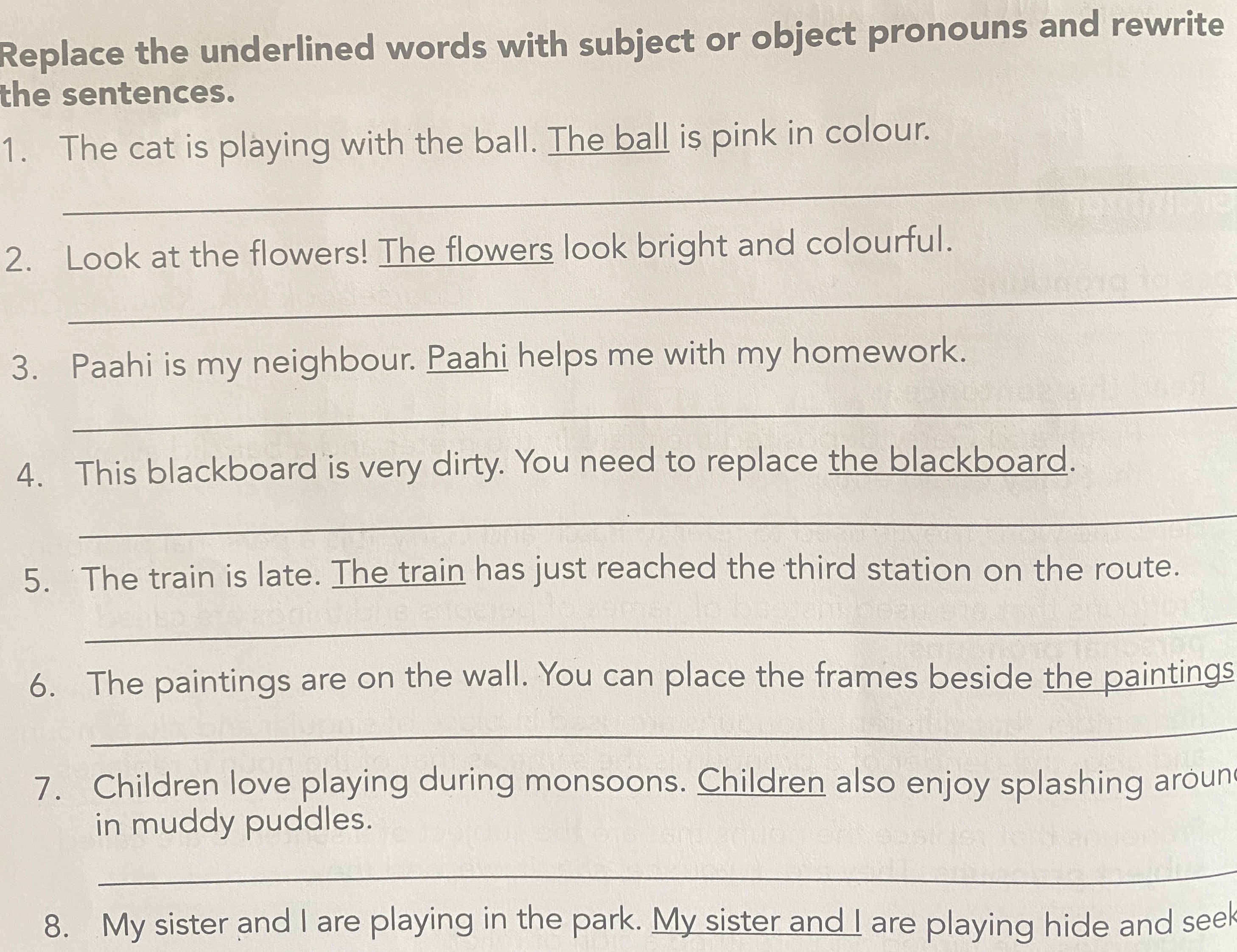 Replace the underlined words with subject or | StudyX