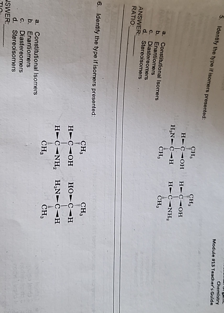 5. Identify the type if isomers presented: | StudyX