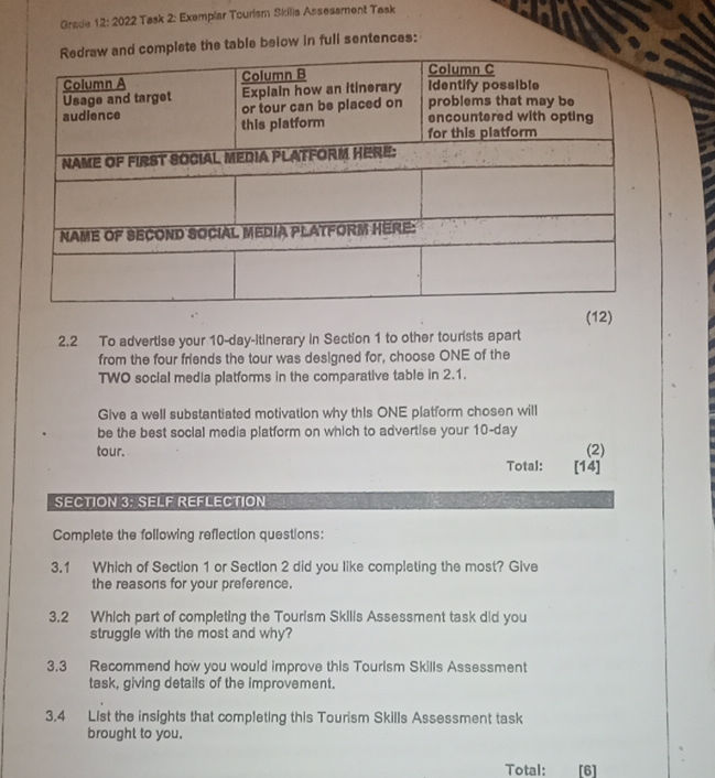 Redraw and complete the table below in full | StudyX