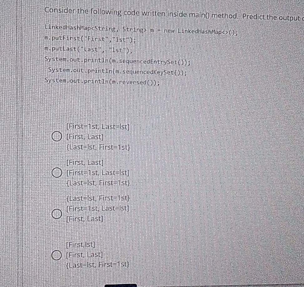 Consider the following code written inside | StudyX