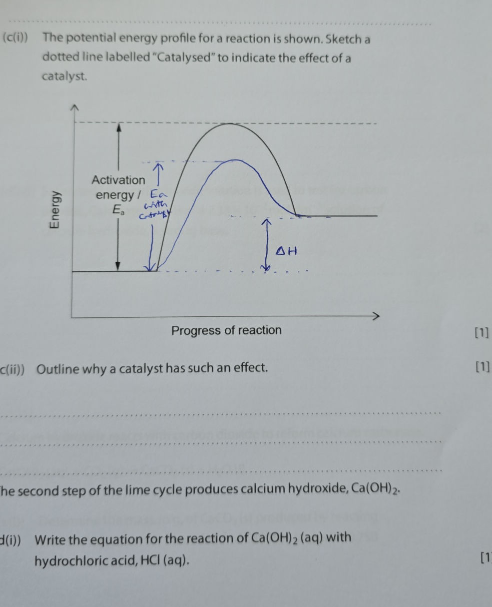 (c(i)) The potential energy profile for a | StudyX