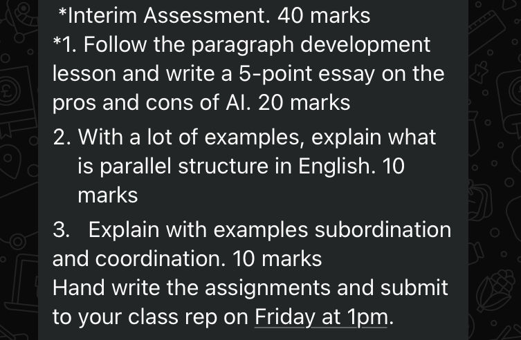 *Interim Assessment. 40 marks *1. Follow | StudyX