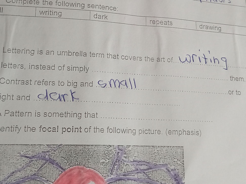 Complete the following sentence: Lettering | StudyX