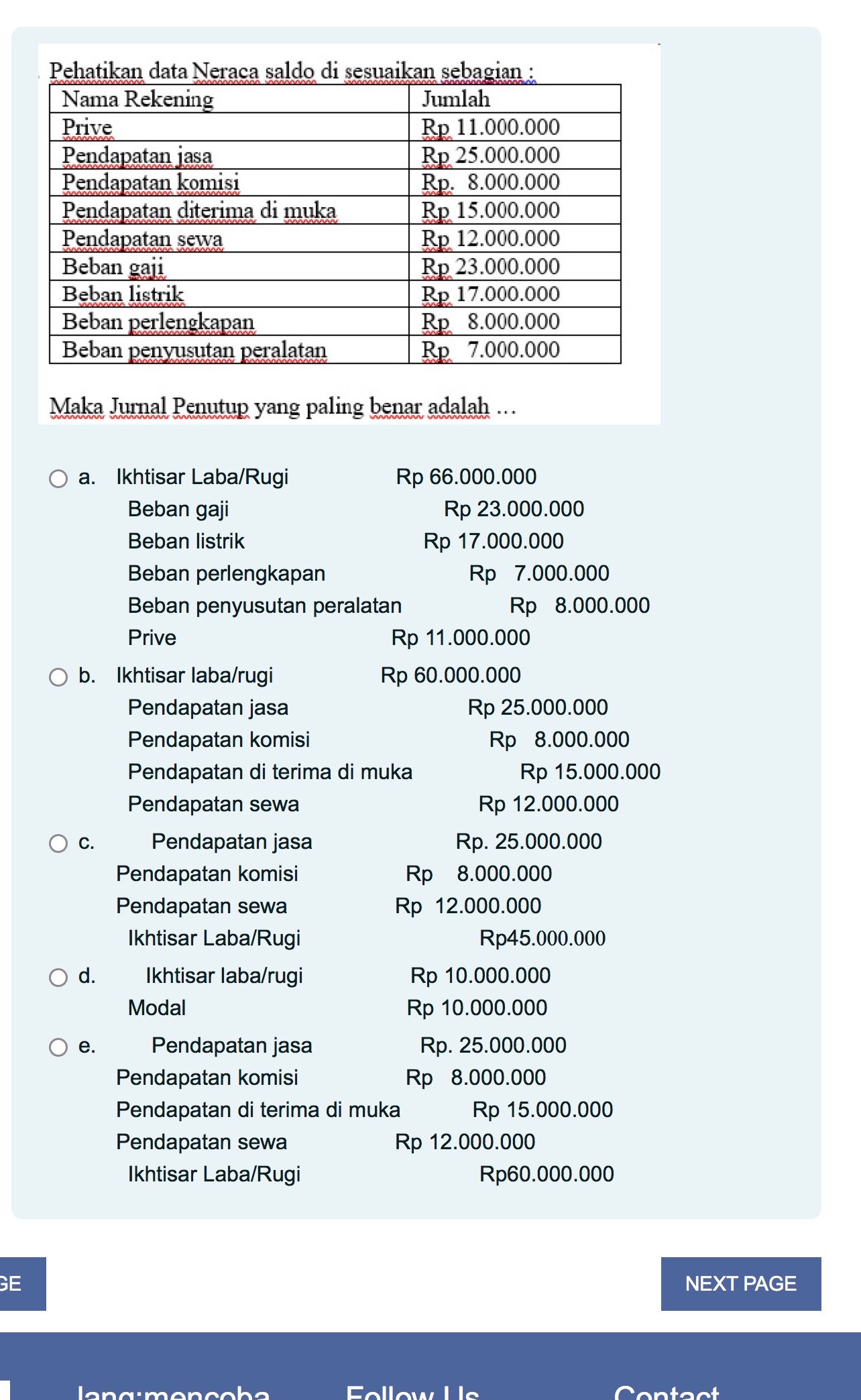 Perhatikan data Neraca saldo di sesuaikan | StudyX